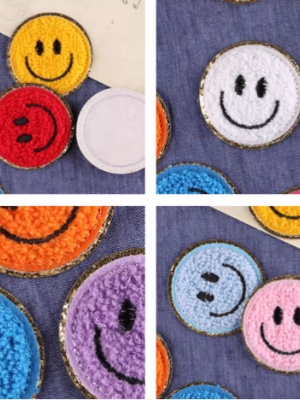 Amazon.com: FUYFA Smiley Face Patch - Chenille Self Adhesive Patches for Costume Jackets, Jeans ...