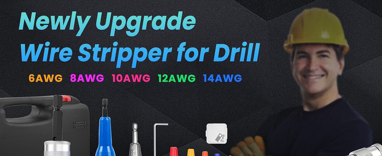 Wire Stripper for Drill, 6/8/10/12/14 AWG Wire Twister Tool for Drill, 2024 Upgrade Drill Wire ...