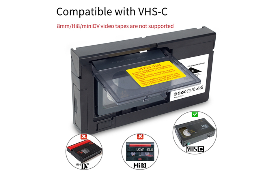 8mm to VHS Adapter, 8MM Video Cassette Player, Cassette Adapter for Camcorders, Playback ...