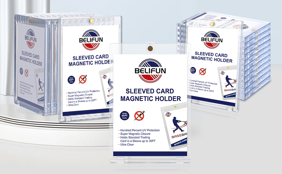 Amazon.com: 20-Pack One Touch Sleeved-Card Magnetic-Holders - 35PT Trading Card Holders, UV ...