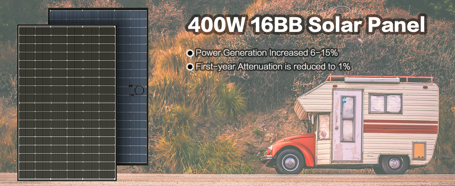 Amazon.com : JJN Bifacial 400 Watt Solar Panels,16BB N-Type Mono Solar Panel 25% High Efficiency ...