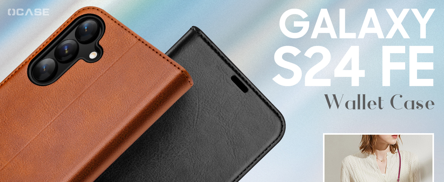 OCASE for Samsung Galaxy S24 FE Case, Premium PU Leather Wallet Phone Case with [RFID Blocking ...
