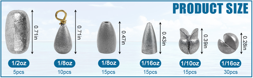 Amazon.com : Fishing Weights Sinkers Kit, 90pcs Assorted Split Shot Fishing Weights Bullet ...