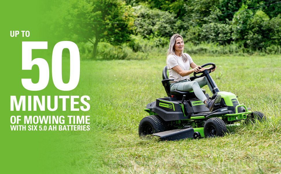 Amazon.com : Greenworks PRO 80V 42” Riding Lawn Mower, CROSSOVERT Electric Lawn Mower, Including ...