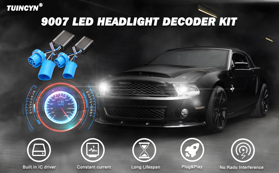 TUINCYN LED Headlight Load Resistors Decoder for 9007/HB5 LED Headlight Bulbs| Anti Flickering ...