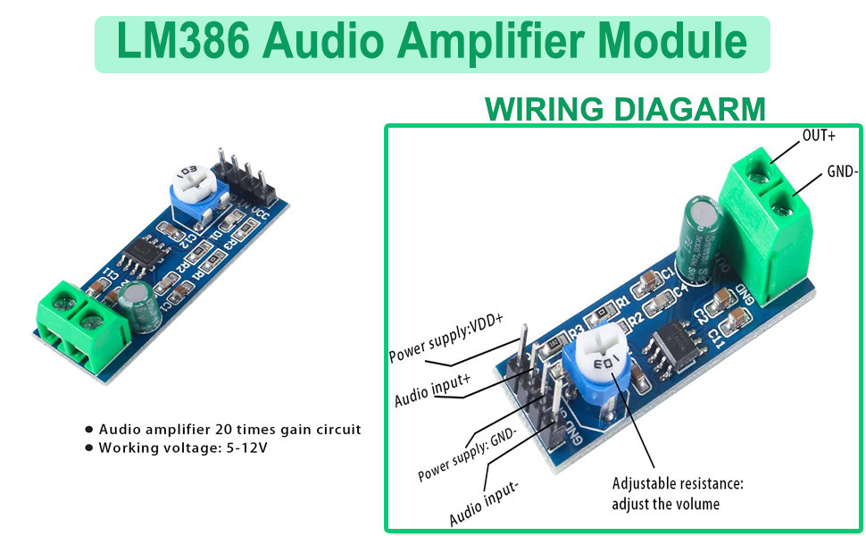 Amazon.com: 12pcs LM386 Audio Amplifier Module 200 Times Mono Audio ...