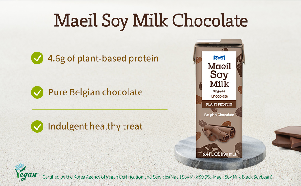 Amazon.com: Maeil Soy Milk Chocolate | 6.4FL OZ (190mL) / Unit | 4.6g Plant-Based Protein | Pure ...