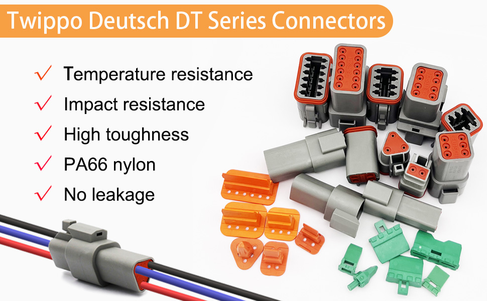 Twippo Kit de conectores Deutsch de 4 pines, 5 conjuntos, kit de conectores DT grises ...