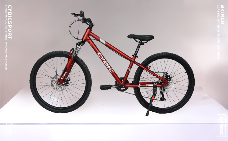 Amazon.com : CYBIC 24 inch Mountain Bike, Aluminum Frame, Suspension Fork, Disc Brake, 24 inch ...
