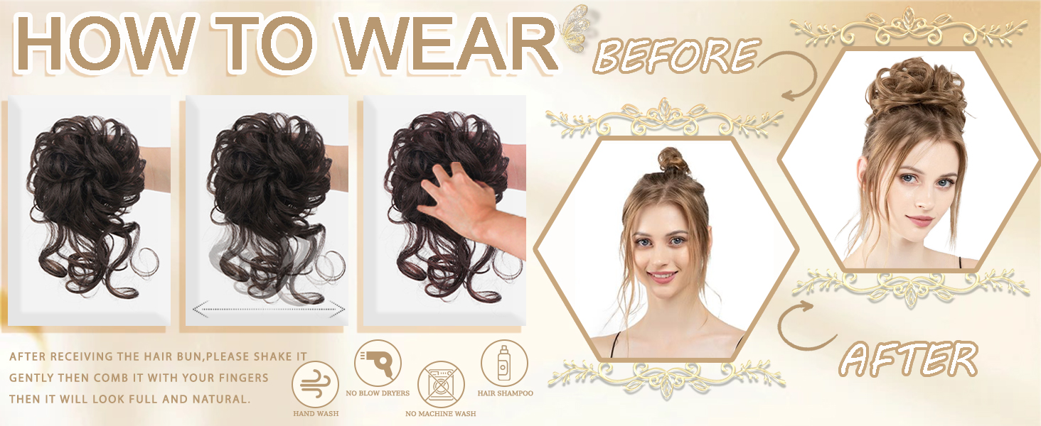 Amazon.com : WZNBBOY Messy Bun Hair Piece Hair Bun Scrunchies Curly ...