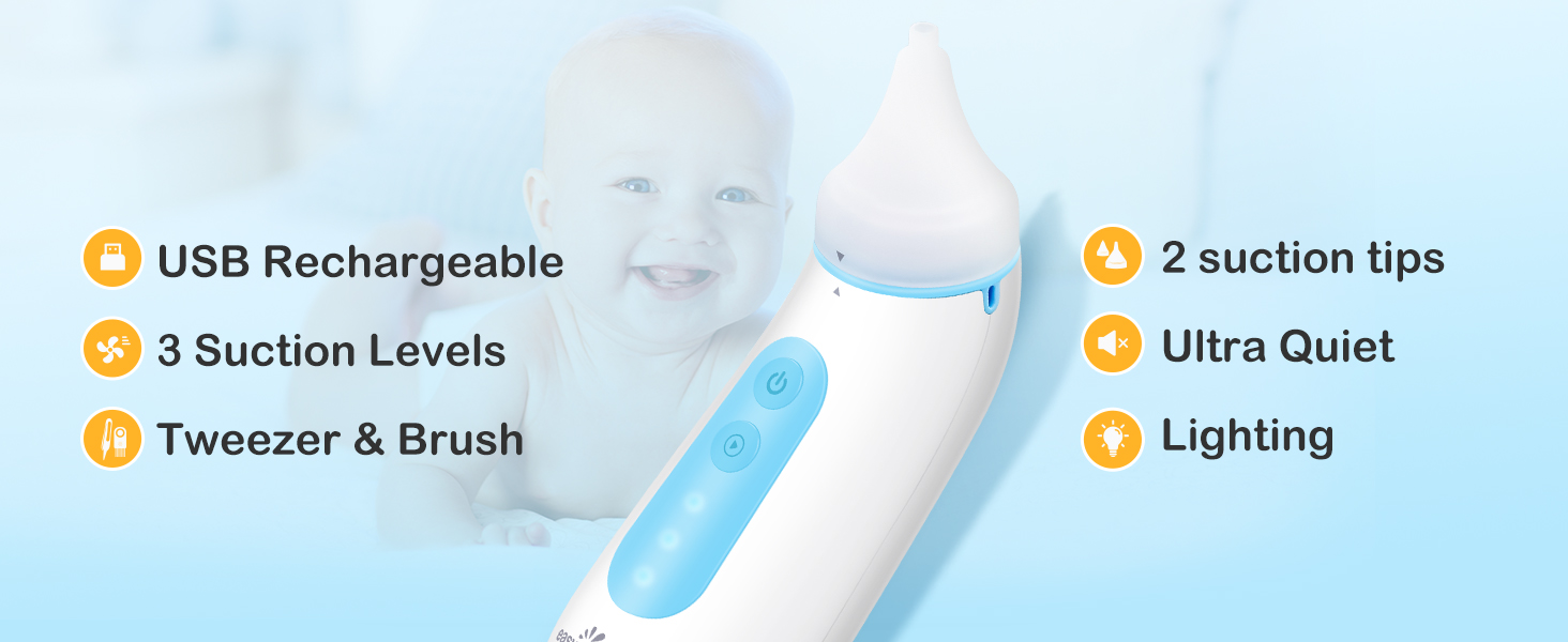 Amazon.com : Easy@Home Nasal Aspirator for Baby: USB Rechargeable Electric Nose Suction, Gentle ...