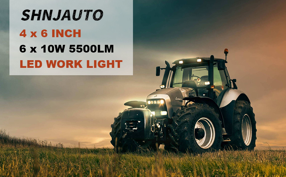6 inch Oval LED Tractor Light, 60W 5500LM High Power Work Light Compatible with John Deere ...