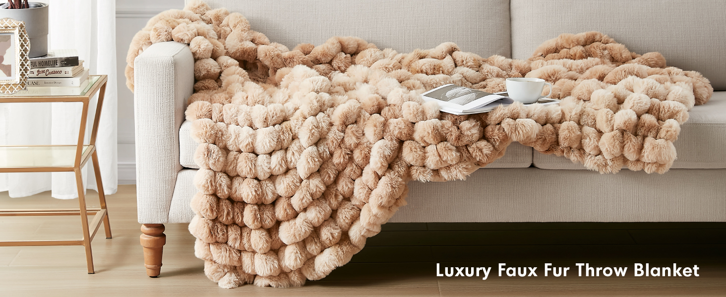 Amazon.com: Hyde Lane Soft Faux Rabbit Fur Throw Blanket, Cute Plush ...