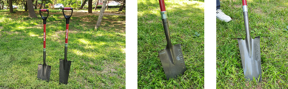 Amazon.com : KYLIN 14-Gauge Heavy Duty Shovels Set,2-Piece Fiberglass D-Handle Spade,16” Drain ...