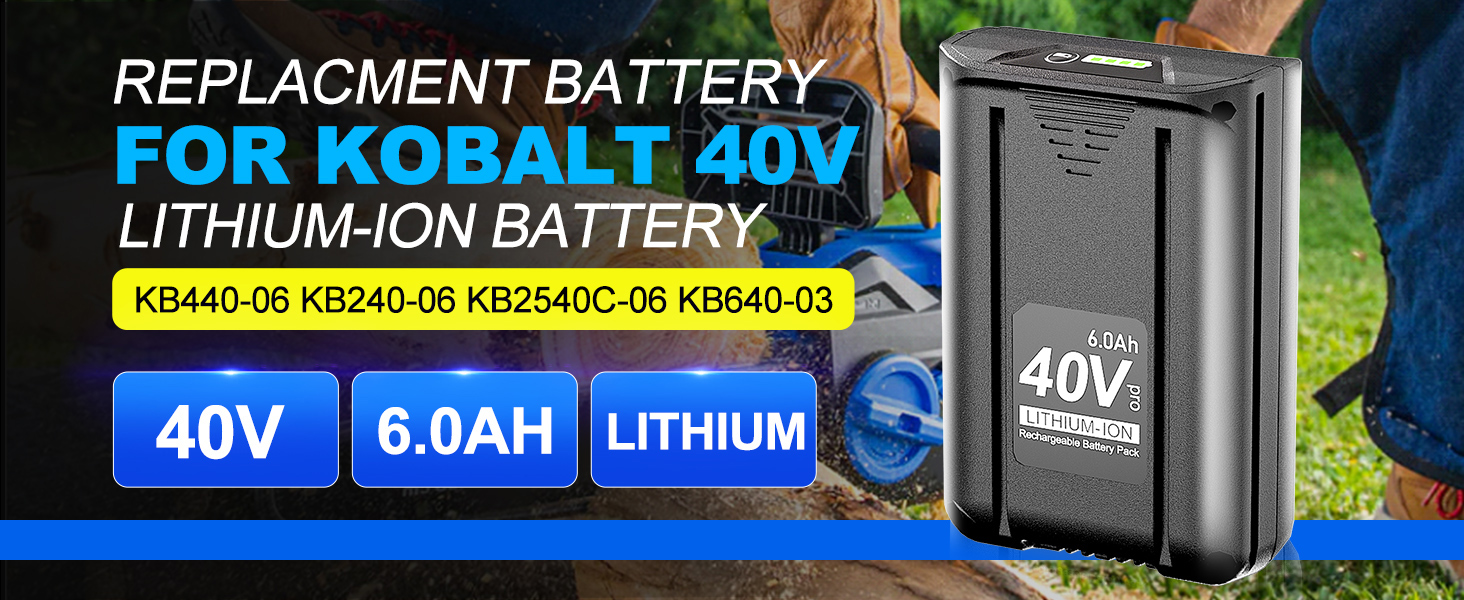 Amazon.com: POWITEC 40V 6.0Ah Replacement Battery for Kobalt 40V MAX Lithium Ion Battery KB440 ...