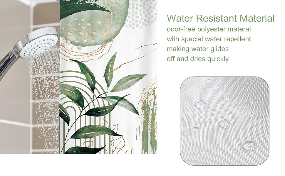 Amazon.com: Mitpok Sage Green Boho Shower Curtain Mid Century Modern Abstract Tropical Leaves ...