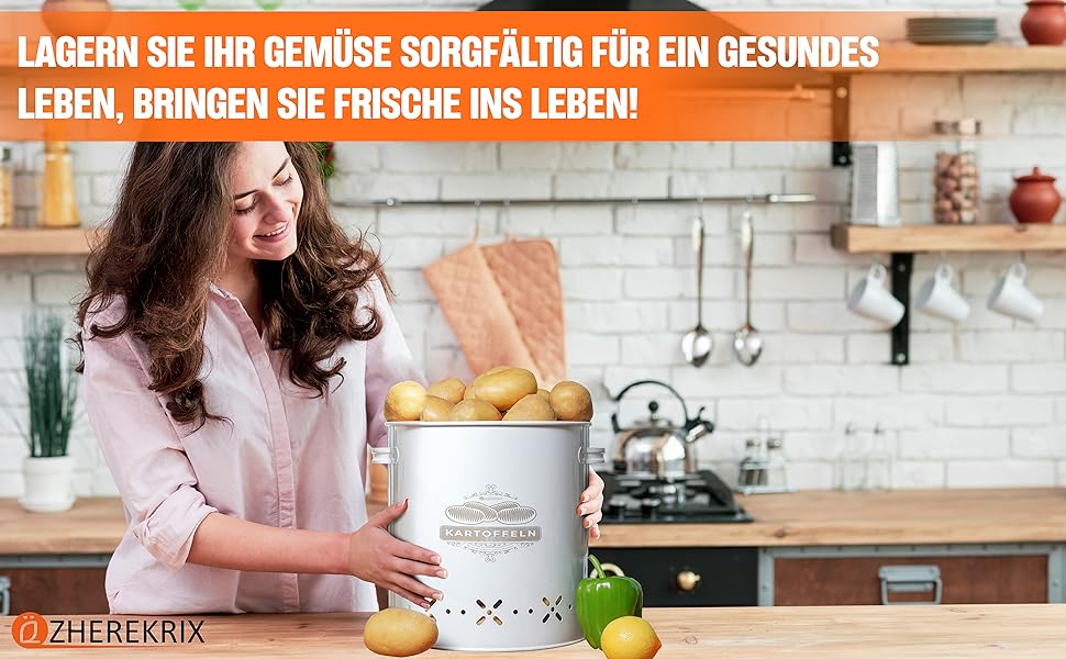 Aufbewahrung Kartoffeln Zwiebeln Knoblauch Perfekt für 4kg Kartoffeln, 2,5kg Zwiebeln und 1,5kg ...