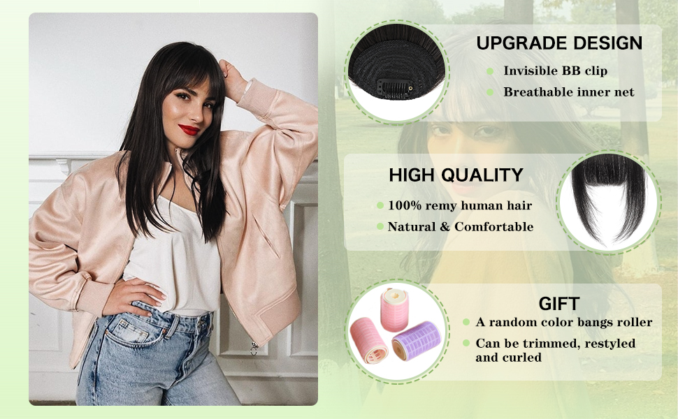 NAYOO Bangs Hair Clip in Bangs 100% Real Human Hair Extensions French Bangs Clip on Hair Bangs ...