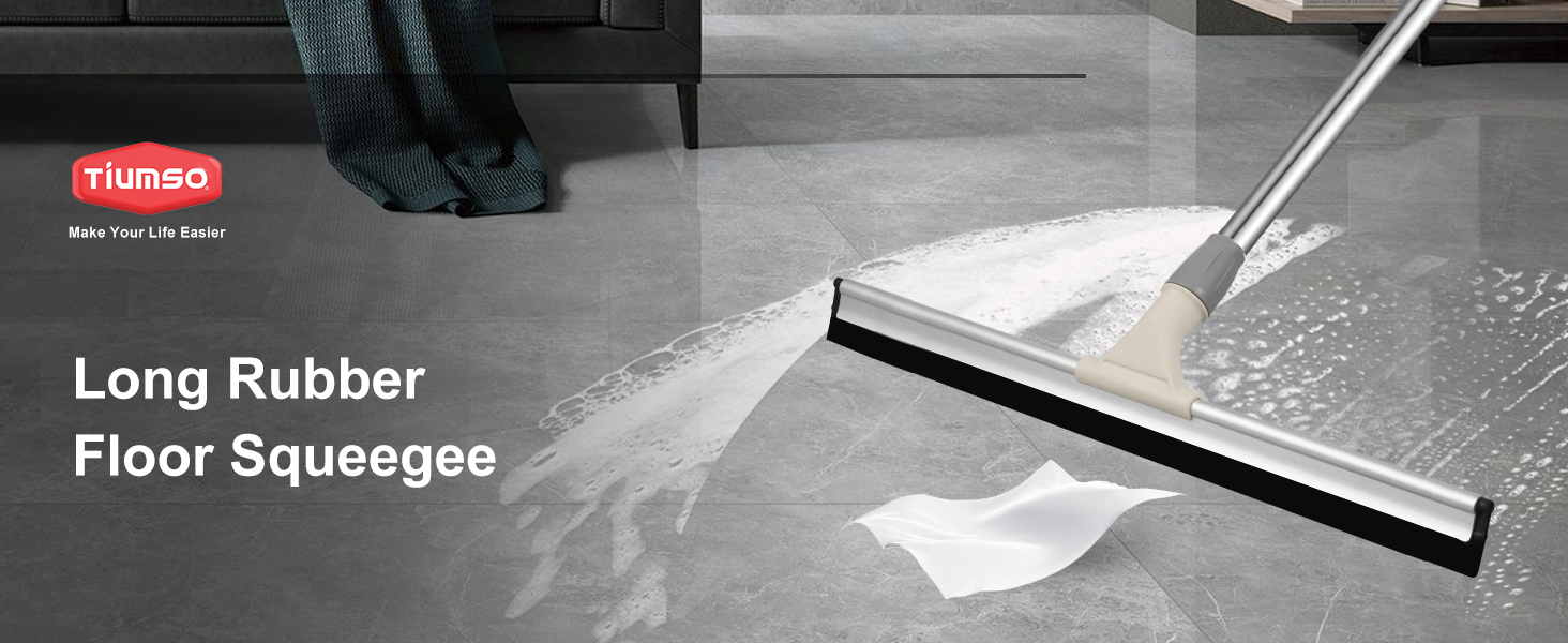 Amazon.com: Floor Squeegee Broom, 60'' Long Handle Squeegee for Floor, 24" Large Heavy Duty ...