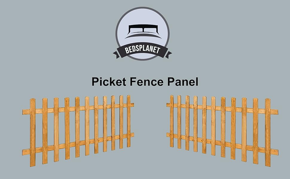 BEDS PLANET Picket Fence Panel |Natural Garden Wood Fence | Rounded Picket Pressure Treated ...