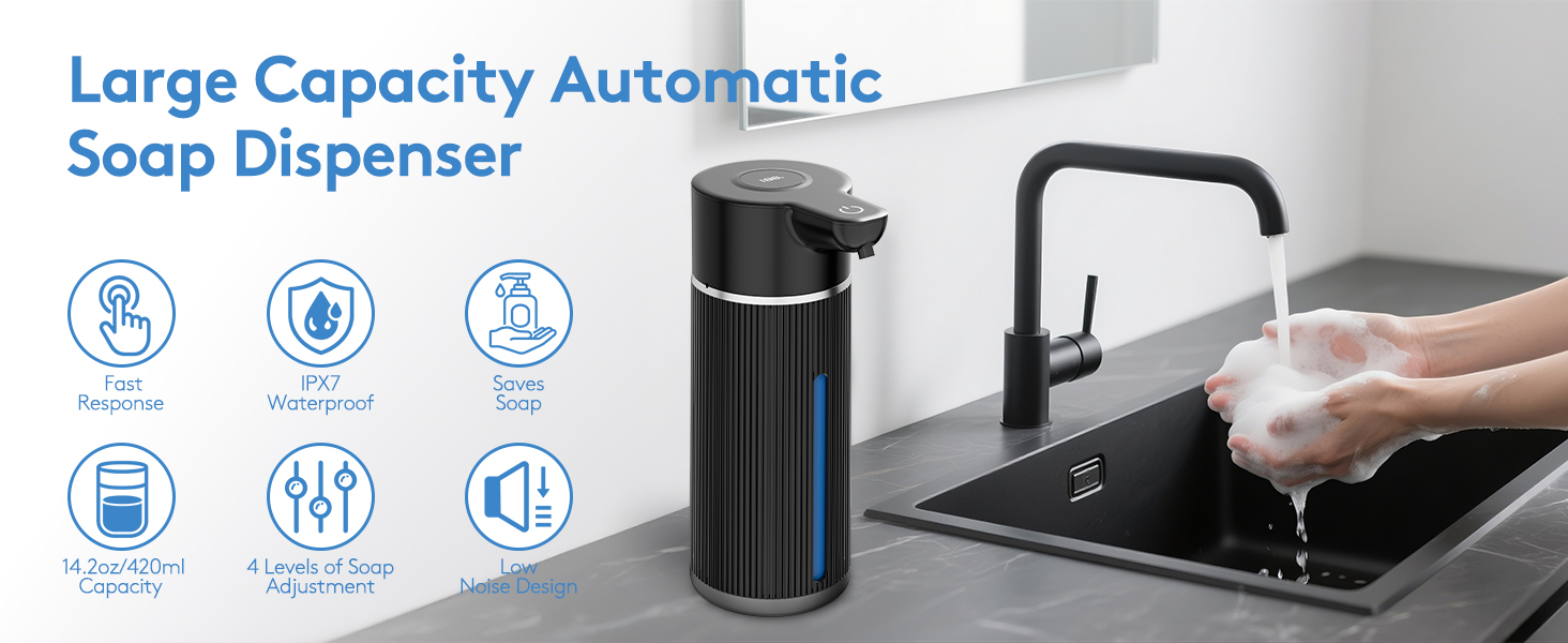 Amazon.com: Automatic Soap Dispenser Touchless, 14.2oz/420ml Dish Hand Soap Dispenser for ...