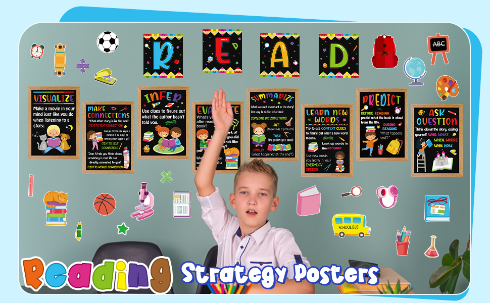 Amazon.com: 36pcs Reading Strategy Posters Classroom Decorations ...