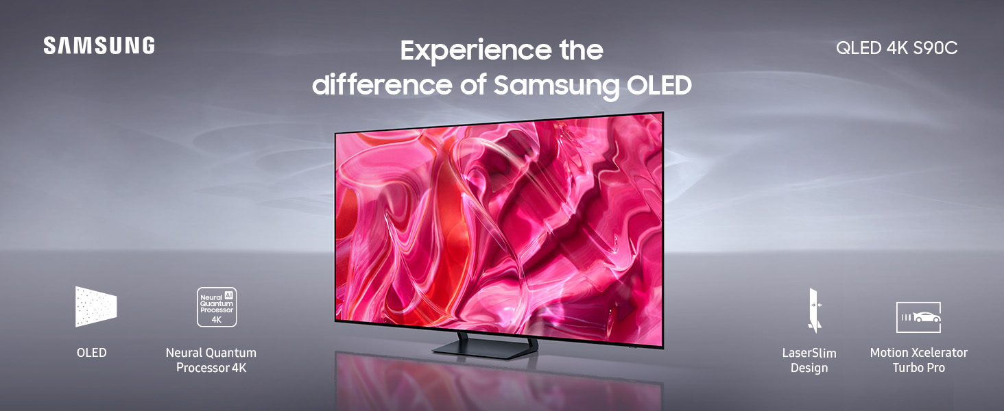 Samsung Smart TV, OLED, S90C, 65 Inch, Black, 2023, Neural Quantum Processor 4K, LaserSlim ...