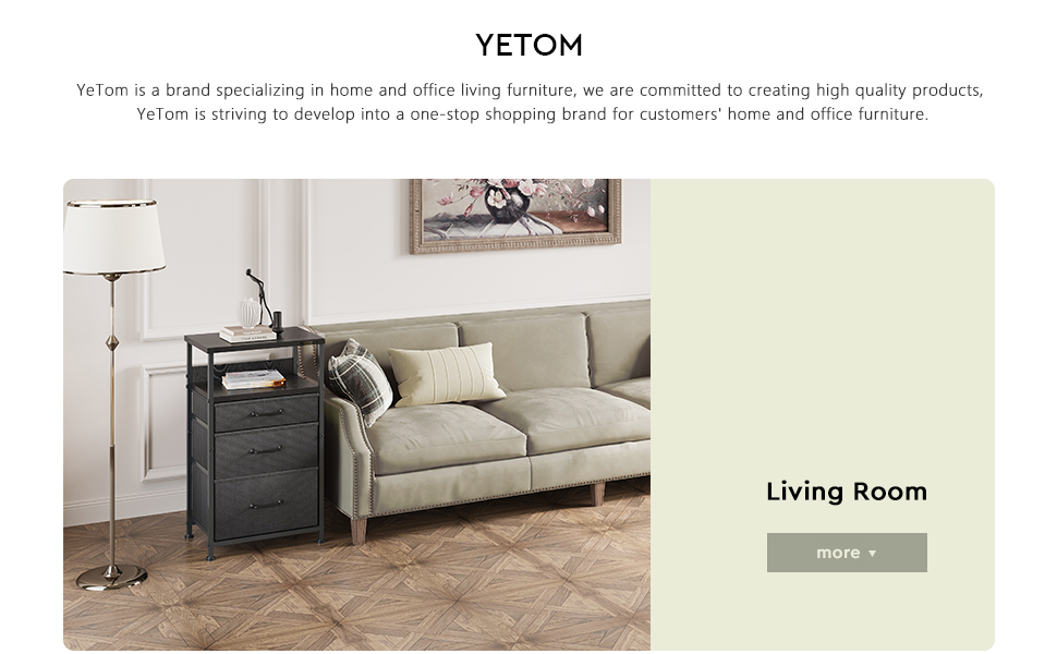 Amazon.com: YeTom Nightstand, Bedside Table with 3 Fabric Drawers, Side Table with Open Shelf ...