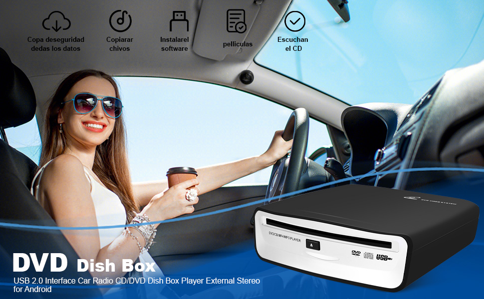 Roundsky USB 2.0-Schnittstelle Autoradio CD/DVD Dish Box Player Externe Stereoanlage für Android ...