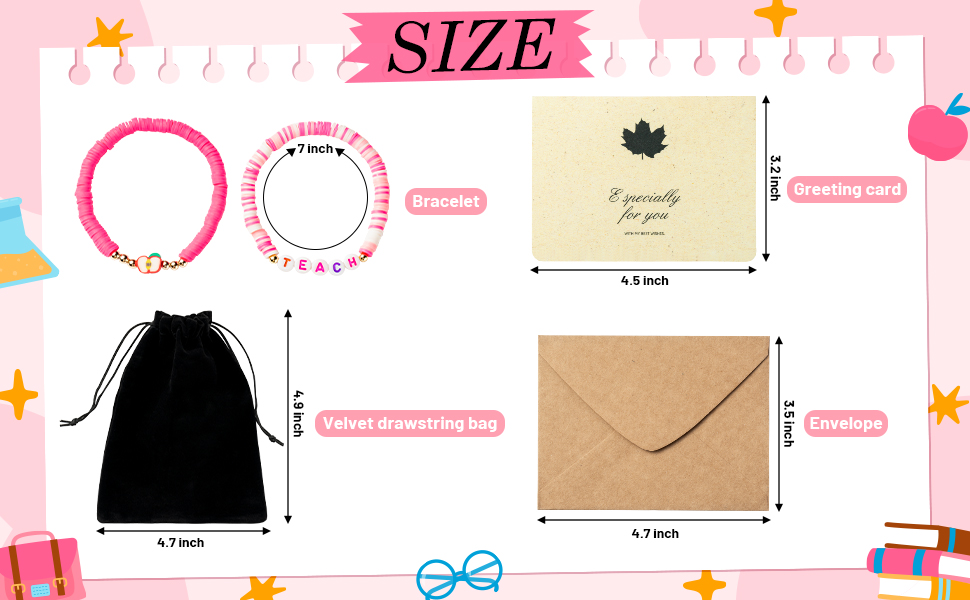 Amazon.com: Y1tvei 2Pcs Teacher Appreciation Bracelet Gift Stackable Teach Apple Beaded Heishi ...