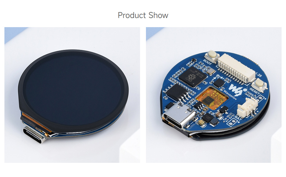Amazon.com: Waveshare RP2040 Microcontroller Development Board, with 1.28inch Round Touch LCD ...