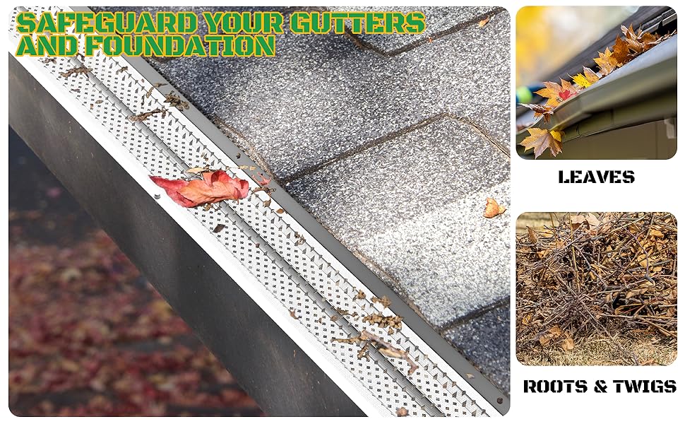 PPOLB Gutter Guards 5inch, Aluminum Gutter Covers with Stainless Steel ...