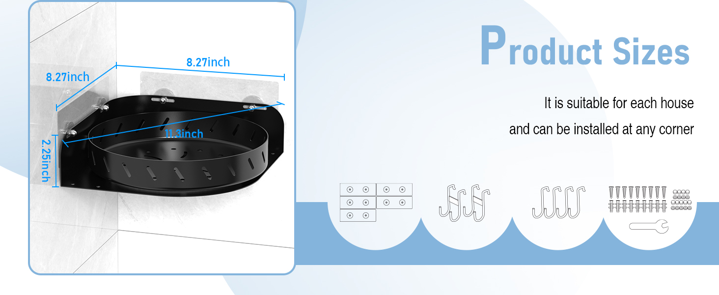 Amazon.com: 360°Rotating Corner Shower Caddy Shelf With 6 Hooks,2PACK Bathroom Lazy Susan Shower ...