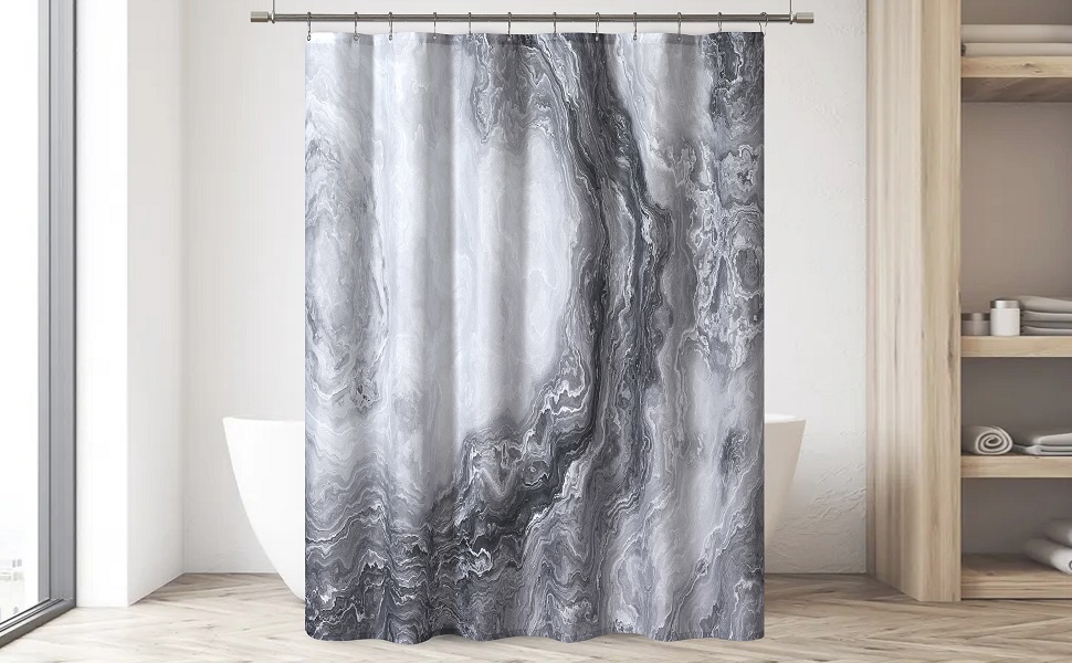 Amazon.com: COSEVIER Grey Shower Curtain Marble Texture for Bathroom, Grey Polyester Fabric ...