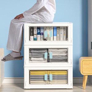 BTGGG 3 Pack Stackable Storage Boxes Large 50L*3 Foldable Collapsible ...