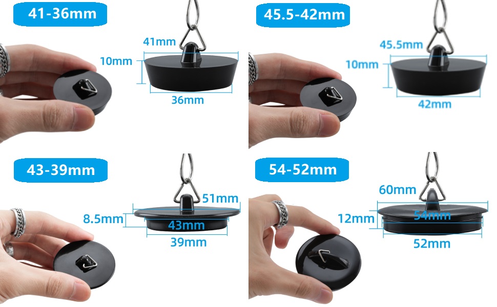 Frap Abflussstopfen 2 Pack Waschbeckenstöpsel,Ø 45.5 to 42 mm Badewannenstöpsel mit 35 cm ...
