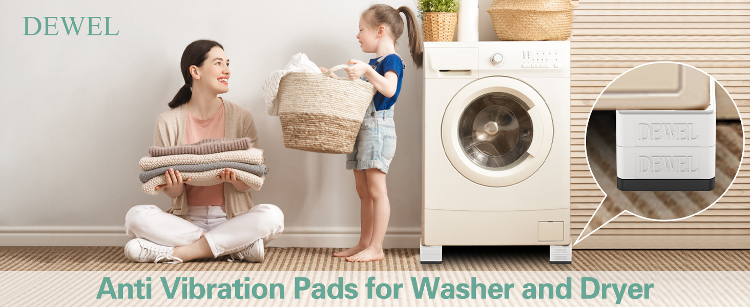 Amazon.com: DEWEL Anti Vibration Pads for Washing Machine, 8 Pcs Washer and Dryer Pedestals ...