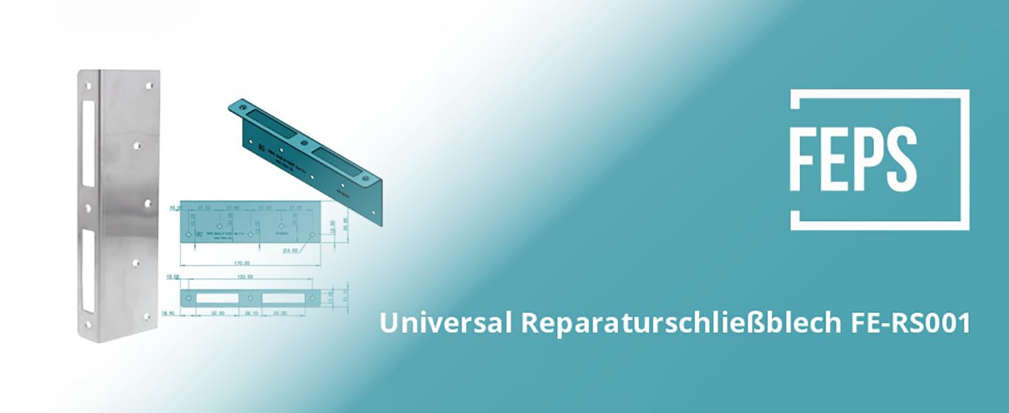 FEPS Lock Universal Reparaturschließblech FE-RS001 für Zimmertüren Schließblech Edelstahl ...