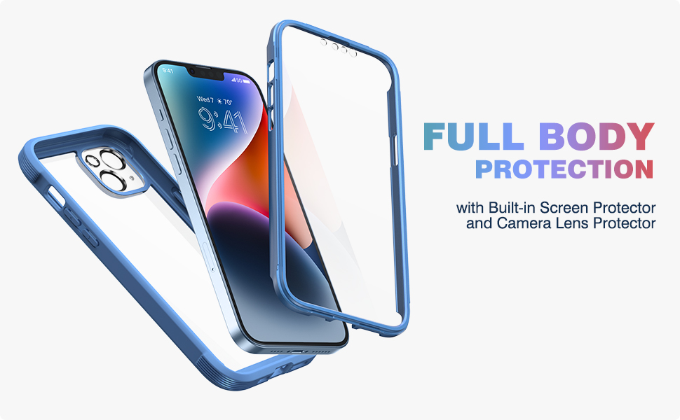 Amazon.com: Diaclara Designed for iPhone 14 Case, Full Body Rugged Case with Built-in Touch ...