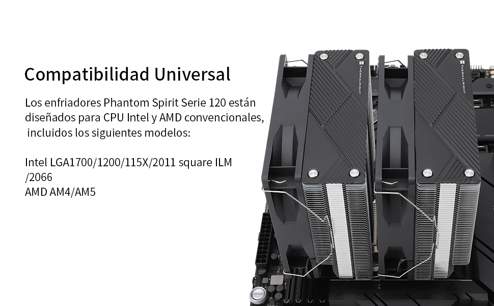 Thermalright Phantom Spirit 120 Enfriador de Aire Para CPU, 7 Tubos de Calor, Tecnología AGHP 4. ...