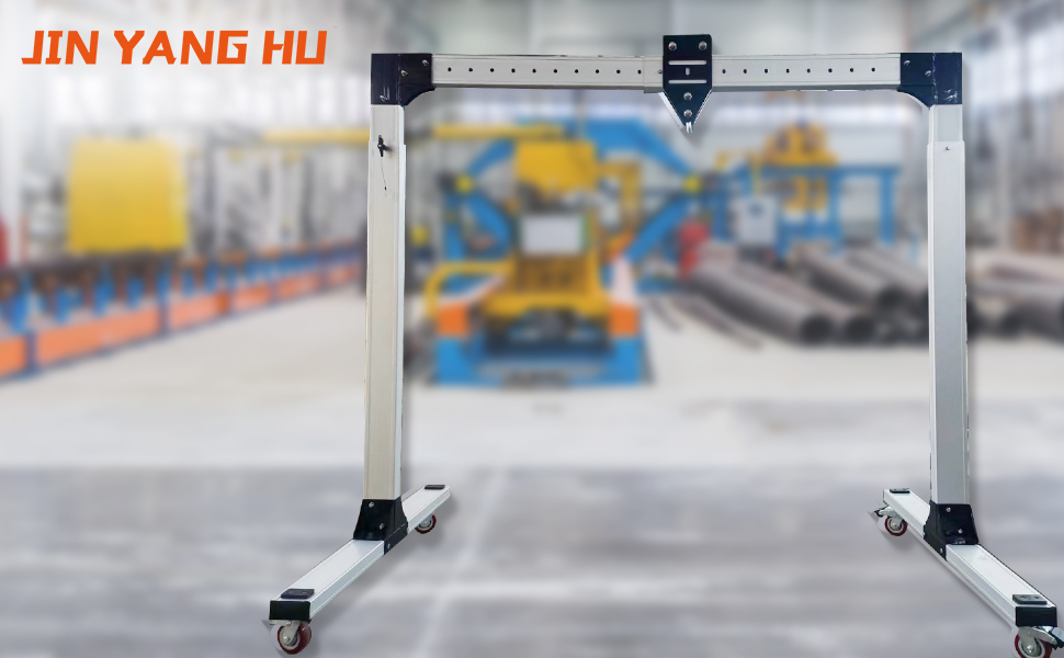 Portable Aluminum Gantry Crane, 250KG/550LBS Adjustable Shop Lift Hoist, 5.3-7.4FT Overall Beam ...