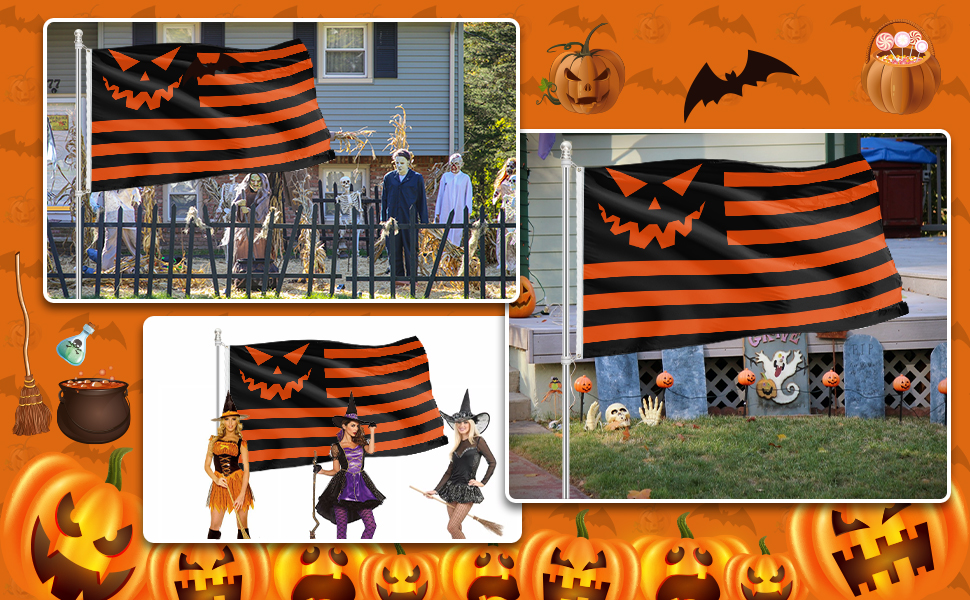 Amazon.com : Arosche Halloween Flag 3x5 Ft Double Sided Printed Orange ...