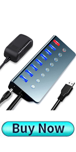 LOBKIN USB Hub 7-Port,Tragbar USB 2.0 Hub mit Einzelnen LED-Netzschaltern fur Laptop, PC ...
