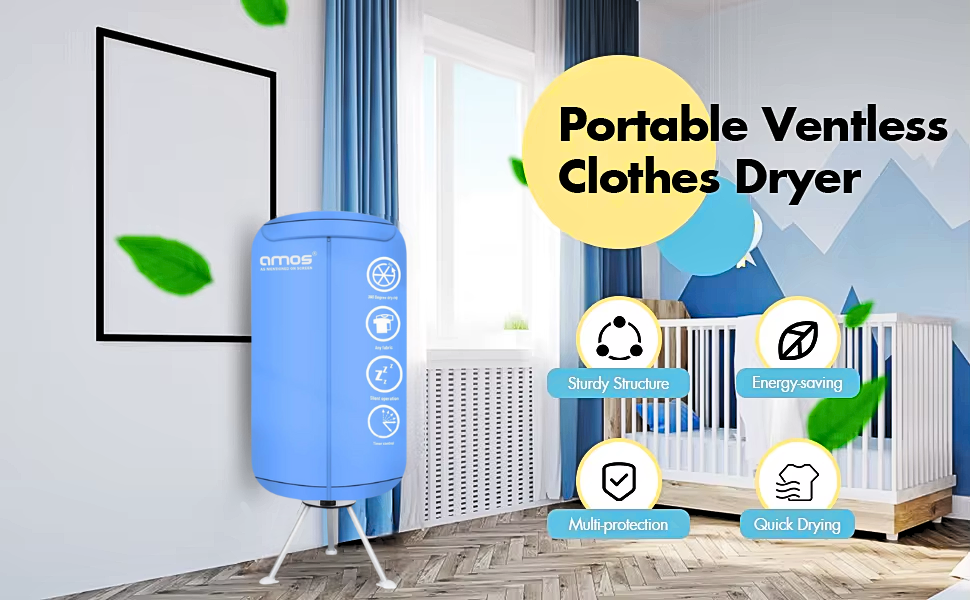 AMOS Eezy Dry Pod Heated Electric Clothes Dryer Digital With Remote 10KG Capacity 1000W Indoor ...