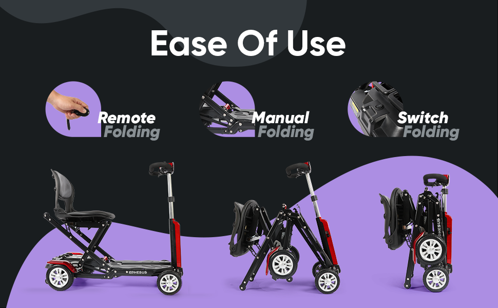 Amazon.com: Ephesus S6 | Auto Folding Mobility Scooter for Adults, Long Range and Removable ...