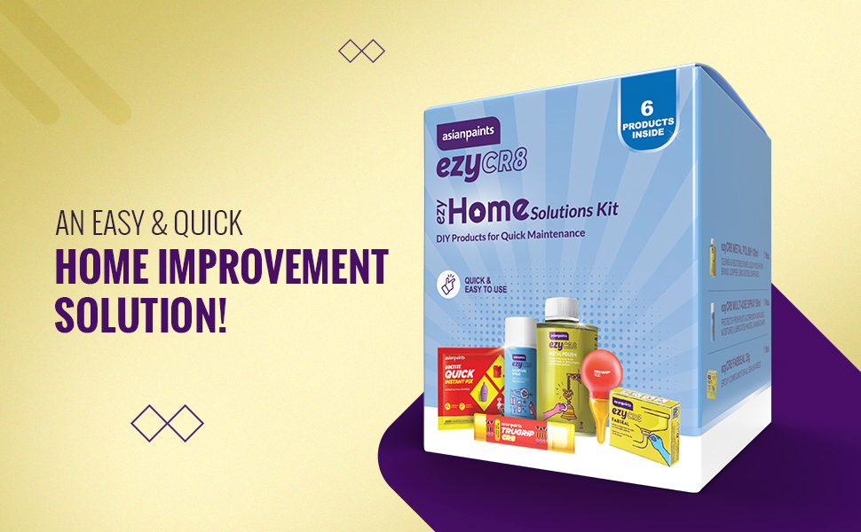 Asian Paints ezyCR8 ezy Home Solutions Kit containing 5 DIY Products for Quick Home Maintenance ...
