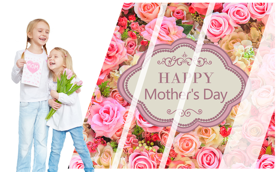 Amazon.com : WOLADA 7x5FT Happy Mothers Day Photography Backdrop Mother's Day Flowers Wall ...