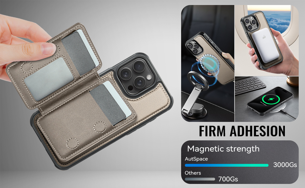 Amazon.com: Usroom Compatible with Magsafe for iPhone 15 Pro Max Wallet Case Magnetic Card ...