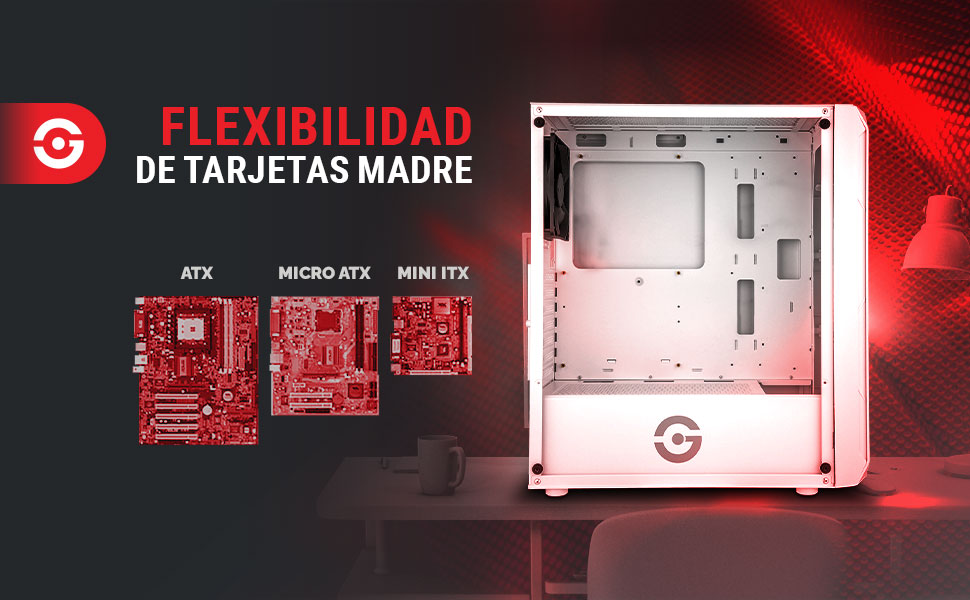 GETTTECH Gabinete Gcm-asgx1-01wh con Ventana, Midi-Tower, ATX/Micro-ATX/Mini-ATX, USB 2.0/3.0 ...