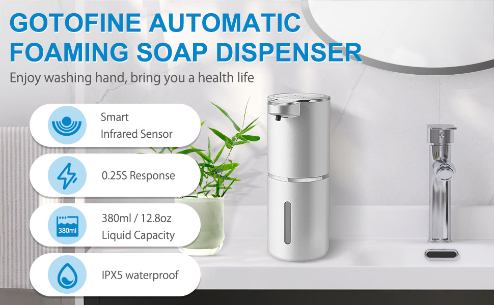 Amazon.com: Gotofine Automatic Foaming Soap Dispenser,4-Level Adjustable Foam, Wall Mount, USB ...